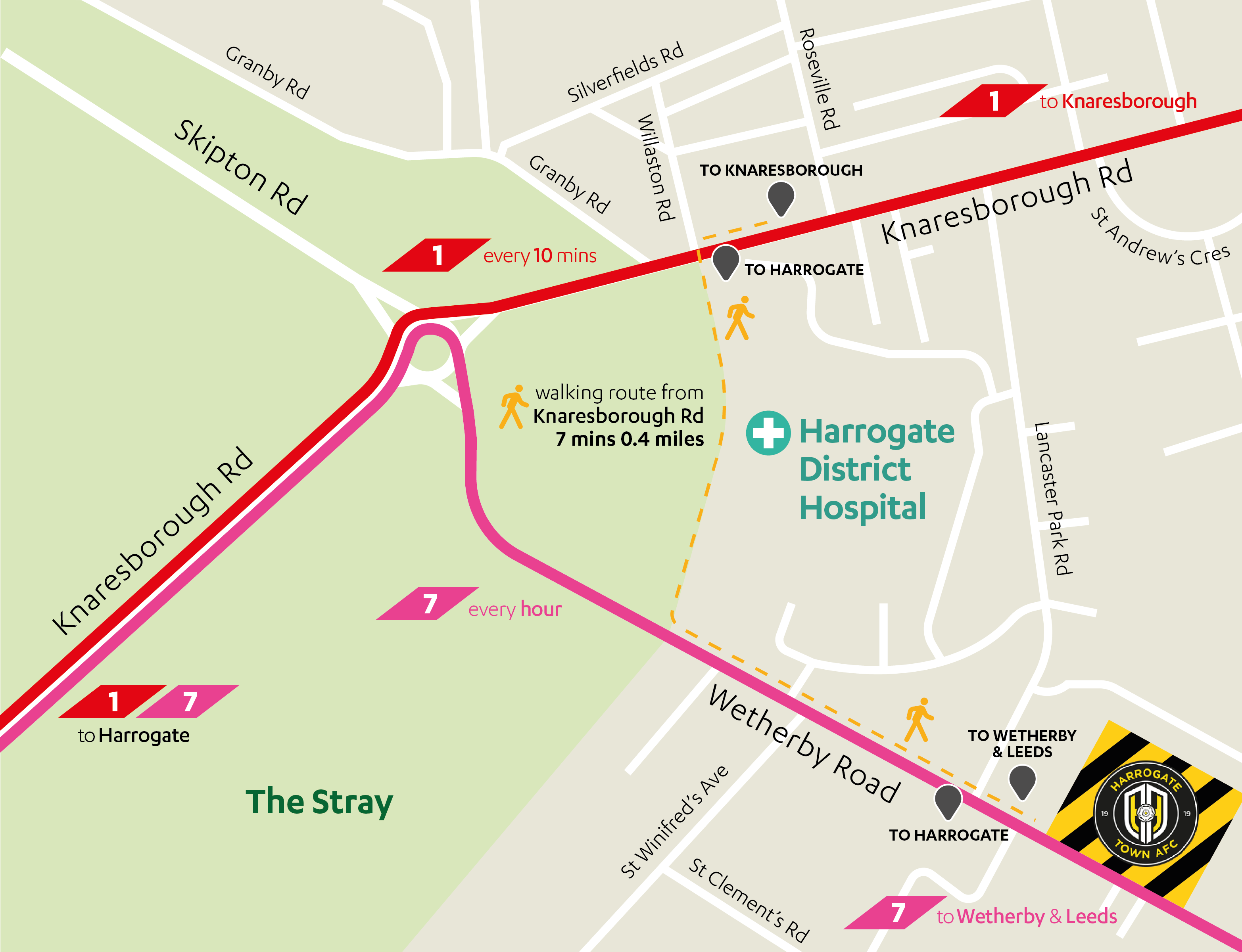 getting to Harrogate Town AFC by bus
